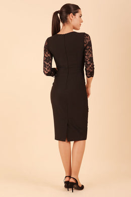 Seed Rosetta Pencil Dress – Lace Sleeve Cocktail Style