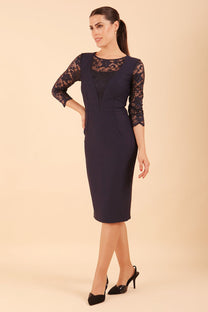 Seed Rosetta Pencil Dress – Lace Sleeve Cocktail Style