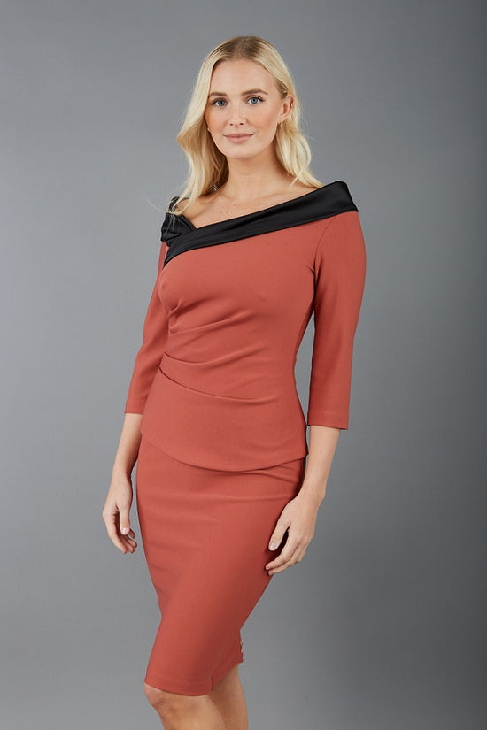 Felicity Top – Asymmetric Satin Neckline with Pleats